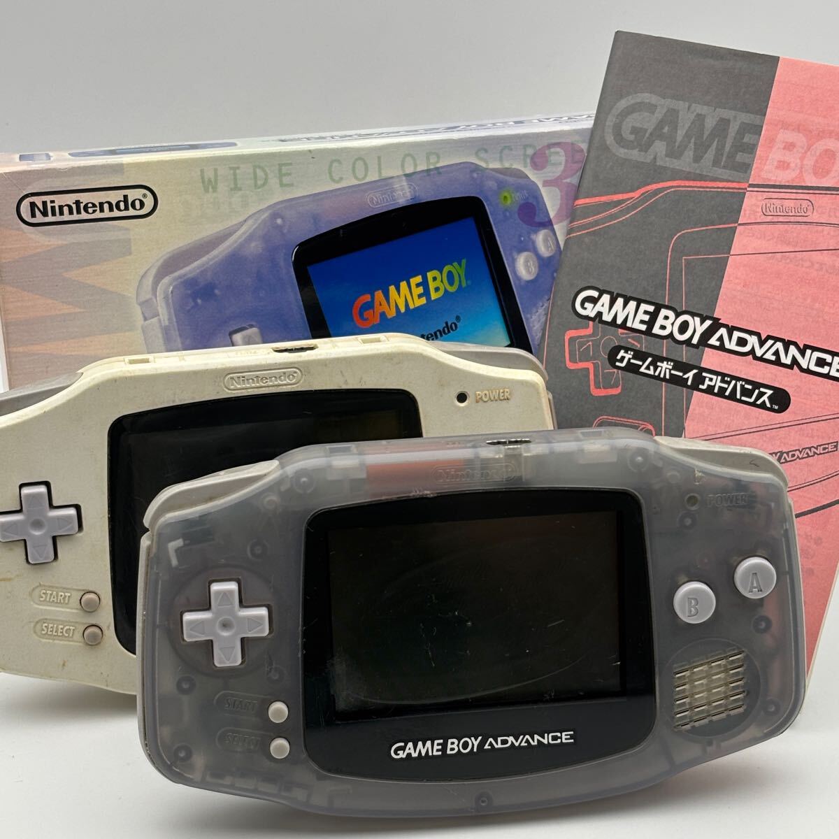 ∞ Nintendo GAMEBOY ADVANCE ジャンク品 2点セット AGB-001 通電動作未確認 箱説×1付 ミルキーブルー ...
