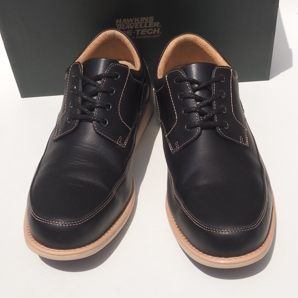 超美品!! US 11 / 29cm 3E 天然皮革 Hawkins ホーキンス ホーキンス トラベラー黒レザー HL 82051 WATER ...