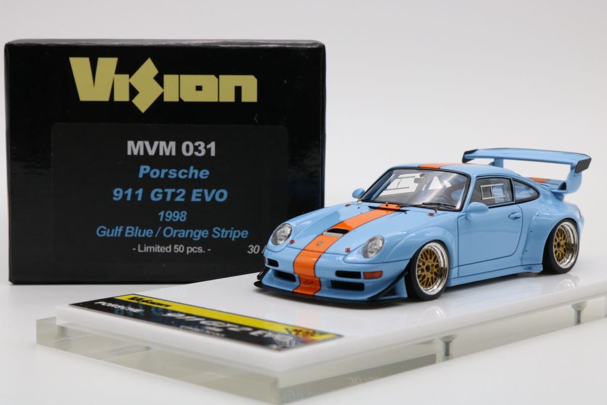 メイクアップ ヴィジョン 1/43 makeup Vision Porsche 911 (993) GT2 EVO 1998 Gulf Blue /Orange Stripe MVM031 ...
