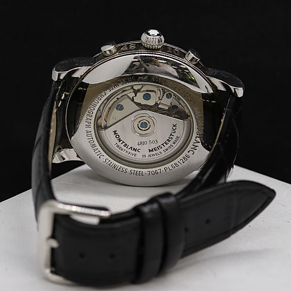 1円 稼働 モンブラン マイスターシュテック クロノグラフ 7067 AT/自動巻き ブラック文字盤 メンズ腕時計 0008800 11JWT ...