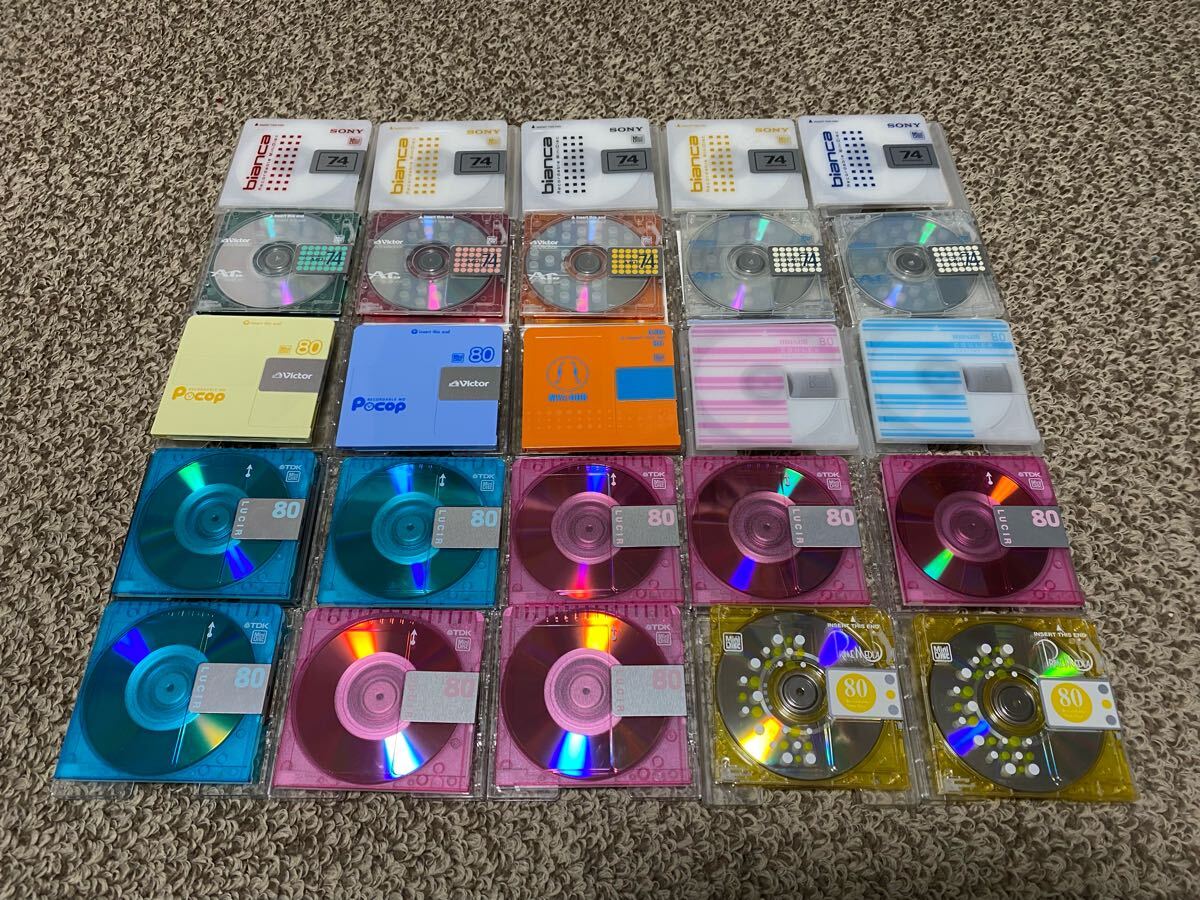 MD SONY Victor AXIA TDK 74分 80分 計25枚 ケース付き 当時物 廃盤 mini disc ミニディスク MD ...