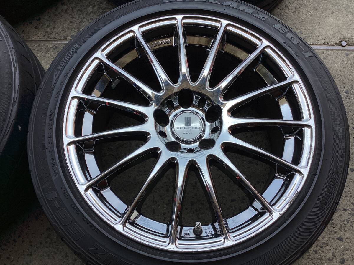 M8487 WORK SPORBO FERVORE-L 18インチ 8.5J +43 114.3/5H＆245/45R18 夏タイヤ 4本 ...