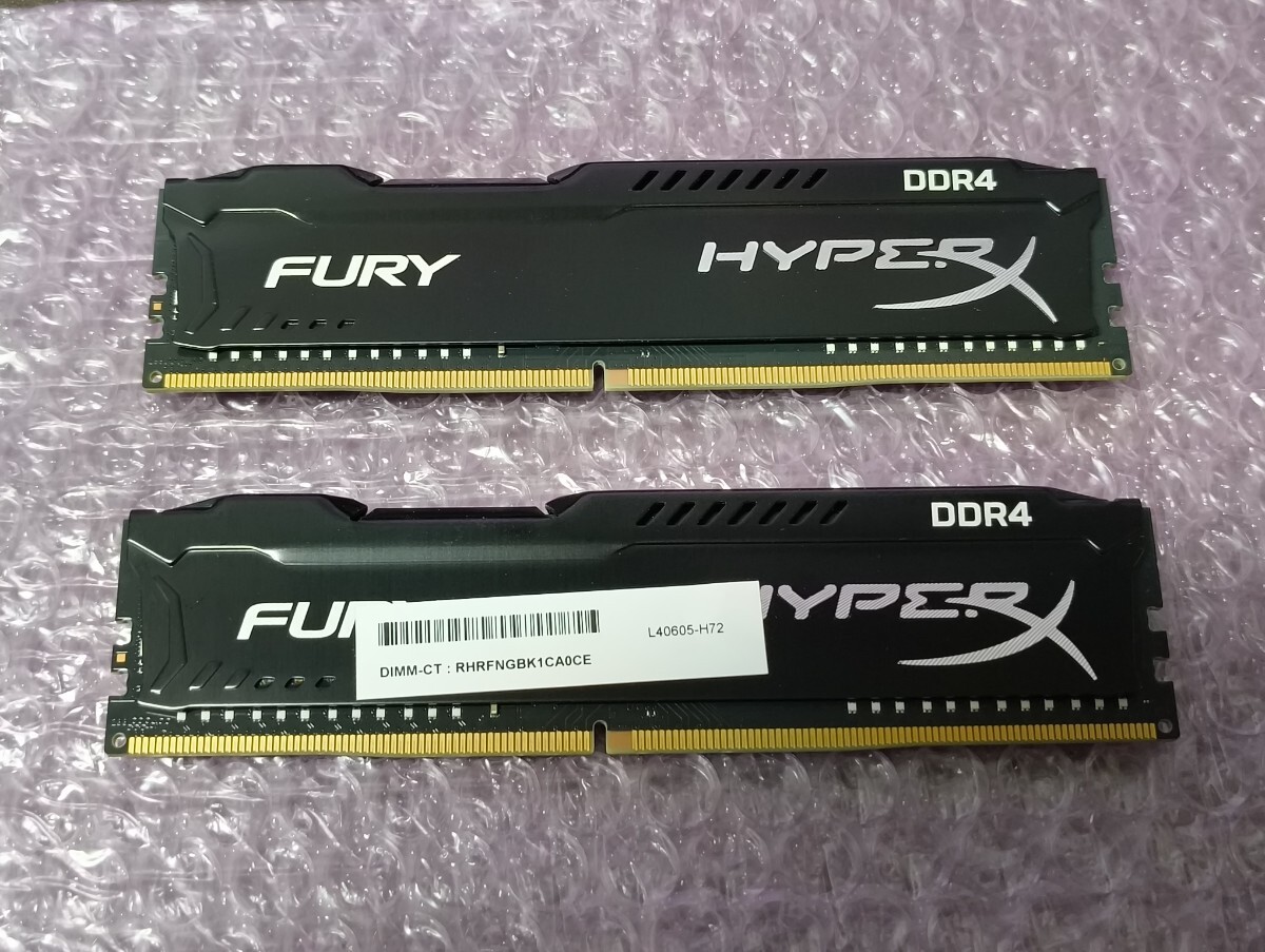 Kingston HYPERX FURY コンピューターメモリデスクトップ用 2666Mhz DDR4 PC4-2666XMP-UA2-11 16GB (8GB2枚) 動作確認済 中古 ...