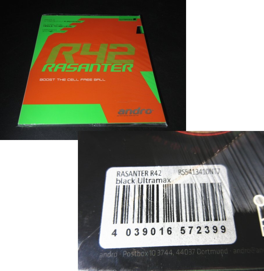 ウ364 andro / 卓球ラバー / RASANTER / R37 R42 R47 / ブラック / レッド / 1.7 2.0 MAX ...