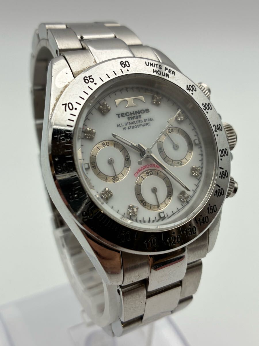 TECHNOS クロノグラフ 腕時計 不動品 テクノス 白文字盤 WATER RESISTANT 10BAR T4582 /【Buyee】 Buyee - Japanese Proxy ...