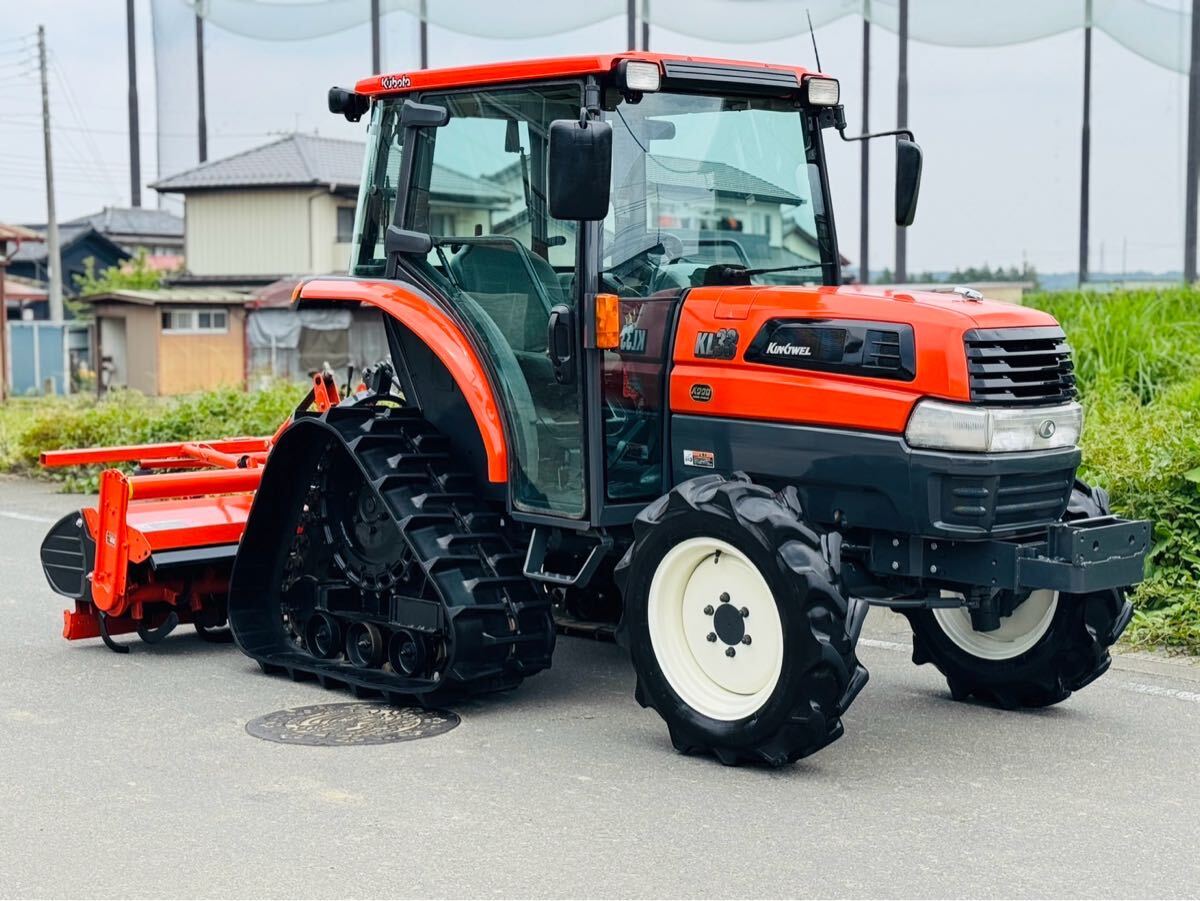 クボタトラクターKL33★33馬力 ★655時間 ★ 4WD ★パワクロ★エアコンキャビン付き ★ クボタ純正ロータリーRL190G付き ...