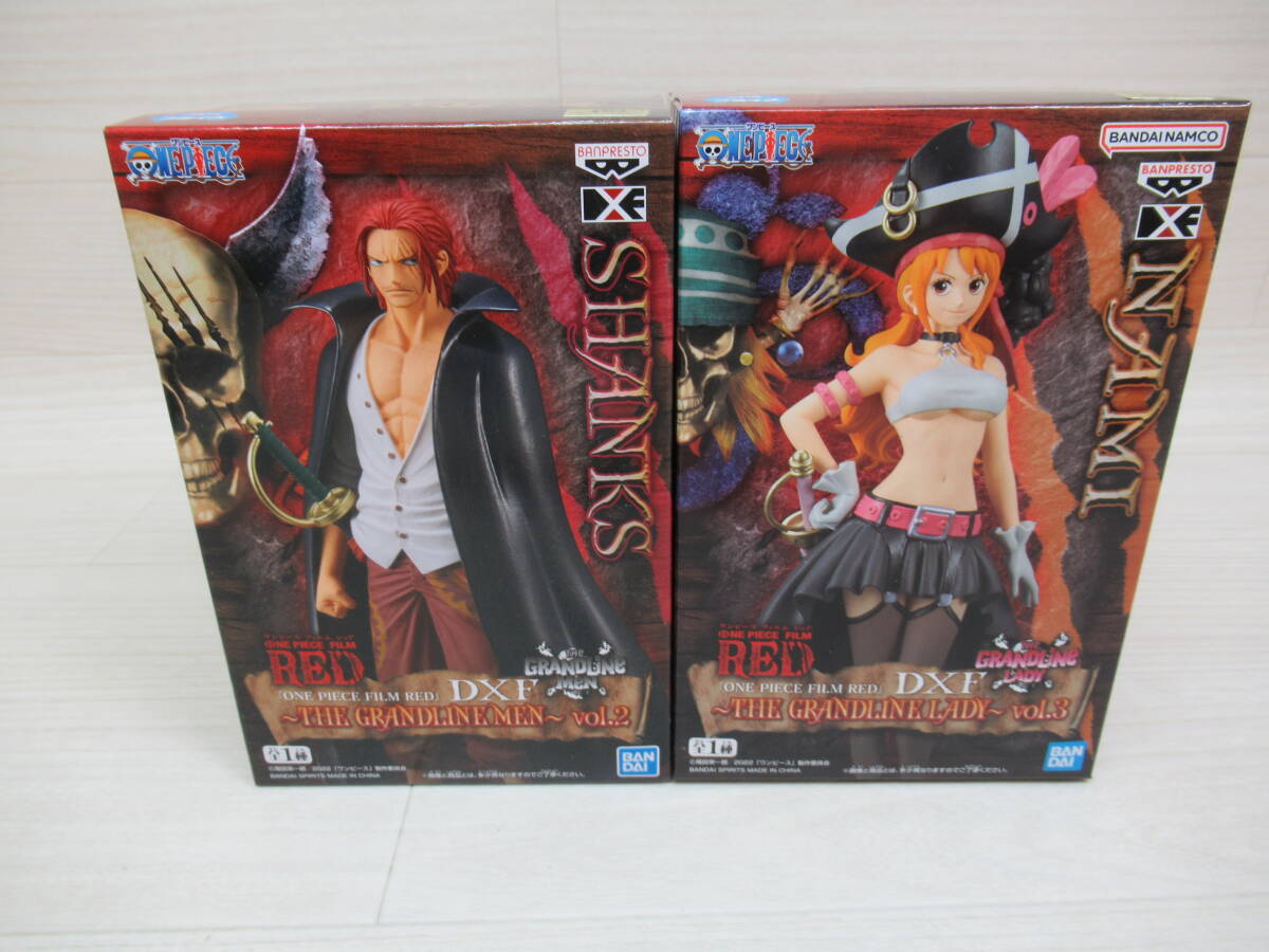 09/A702★フィギュア 2種セット★ONE PIECE FILM RED DXF THE GRANDLINE MEN vol.2 SHANKS シャンクス/LADY vol.3 NAMI ...