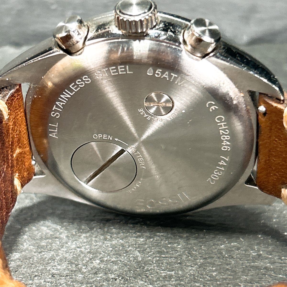 美品 FOSSIL フォッシル CH2846 腕時計 クオーツ アナログ クロノグラフ ステンレススチール ラウンド 新品電池交換済み 動作 ...
