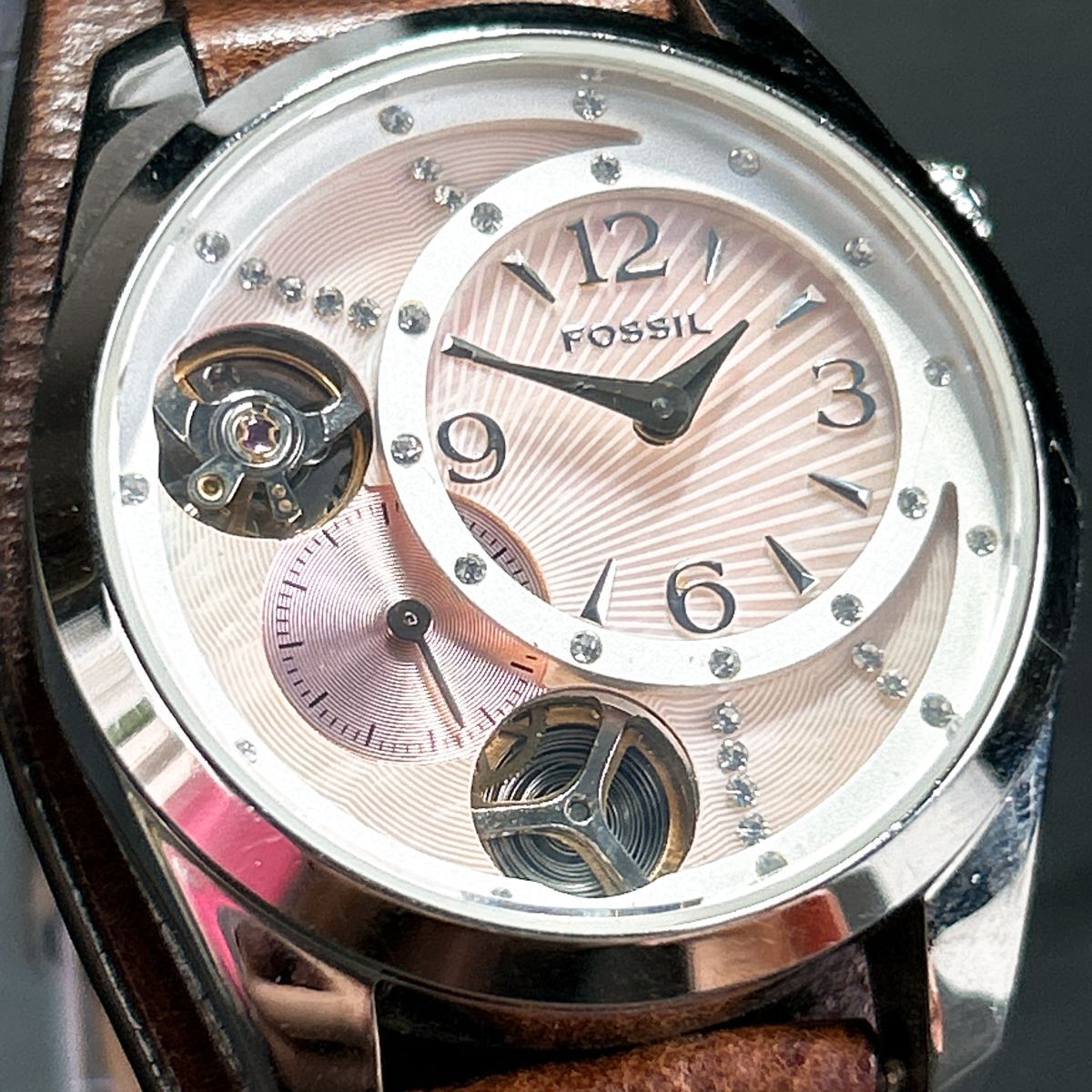 FOSSIL フォッシル TWIST ツイスト ME-1064 腕時計 自動巻き アナログ スモールセコンド スケルトン ステンレススチール ...