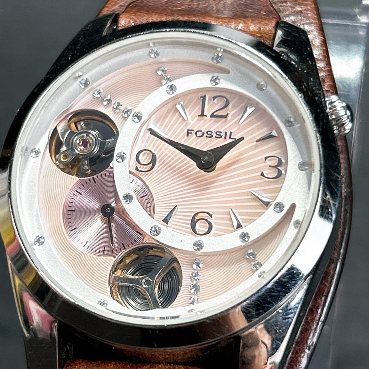 FOSSIL フォッシル TWIST ツイスト ME-1064 腕時計 自動巻き アナログ スモールセコンド スケルトン ステンレススチール ...