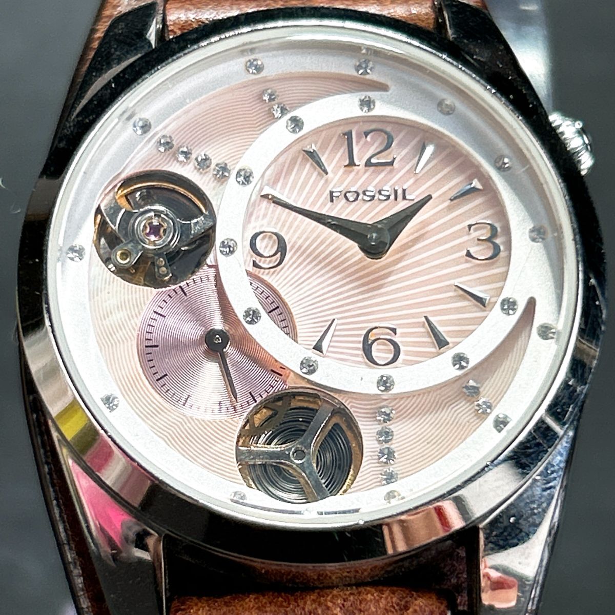 FOSSIL フォッシル TWIST ツイスト ME-1064 腕時計 自動巻き アナログ スモールセコンド スケルトン ステンレススチール ...