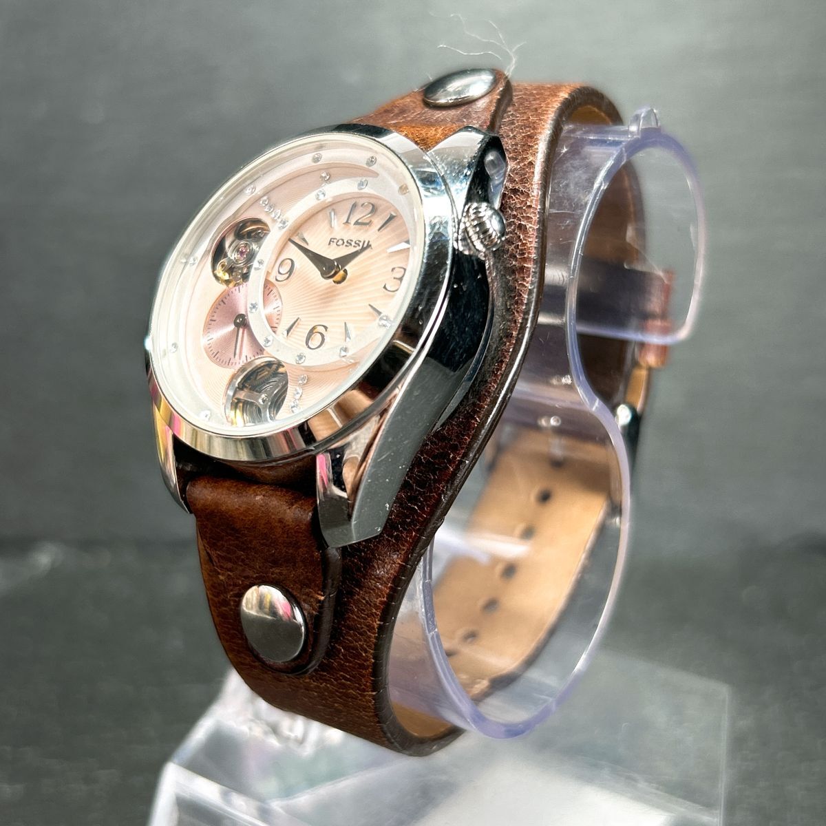 FOSSIL フォッシル TWIST ツイスト ME-1064 腕時計 自動巻き アナログ スモールセコンド スケルトン ステンレススチール ...