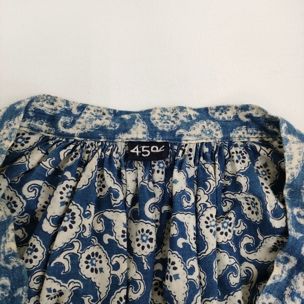 5-0614M♪45R/45rpm インディゴ抜染プリントのドレス 定価79200円 ワンピース ネイビー ブルー フォーティーファイブアールピーエム 264927 /【Buyee ...