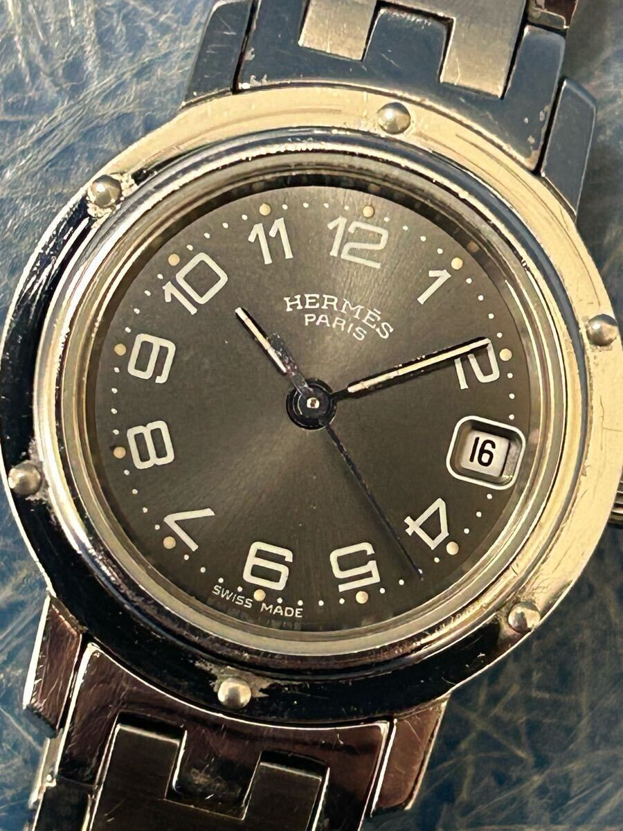 美品 HERMES エルメス クリッパー CL4.210 QZ クォーツ ブラック文字盤 ステンレスベルト レディース 腕時計 不動品 /【Buyee】 Buyee - Japanese ...