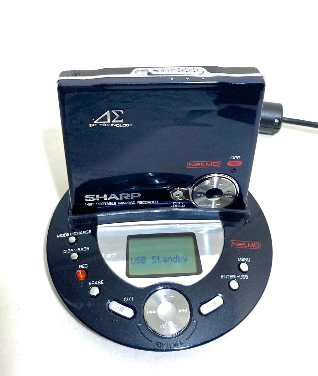 難あり【SHARP/シャープ 1ビットポータブルMDレコーダー《IM-DR80》本体 MDステーション USBケーブル 説明書付き】NetMD ...