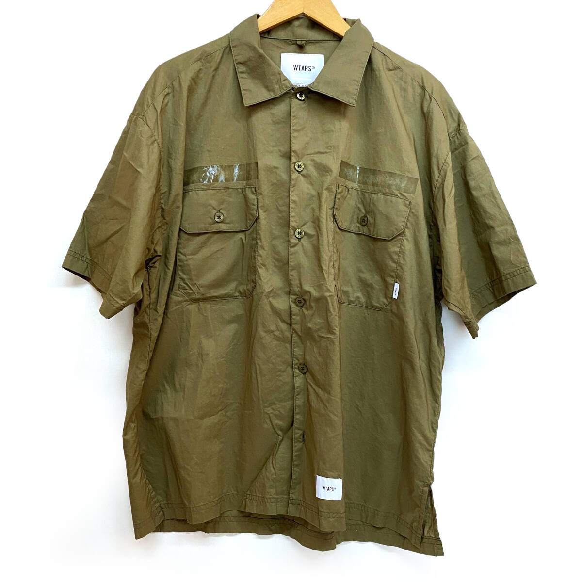 tu130 WTAPS ダブルタップス 半袖シャツ DECK BOARD CLOTH メンズ オリーブ サイズM (02) ※中古 ...