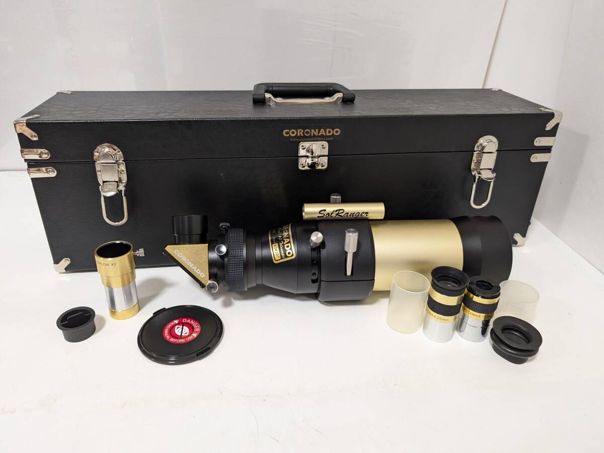 希少！ 美品 コロナド 06255T ソーラーマックスⅡ 60mm/BF10 Hα太陽望遠鏡 アイピース・バローレンズ CORONADO ...