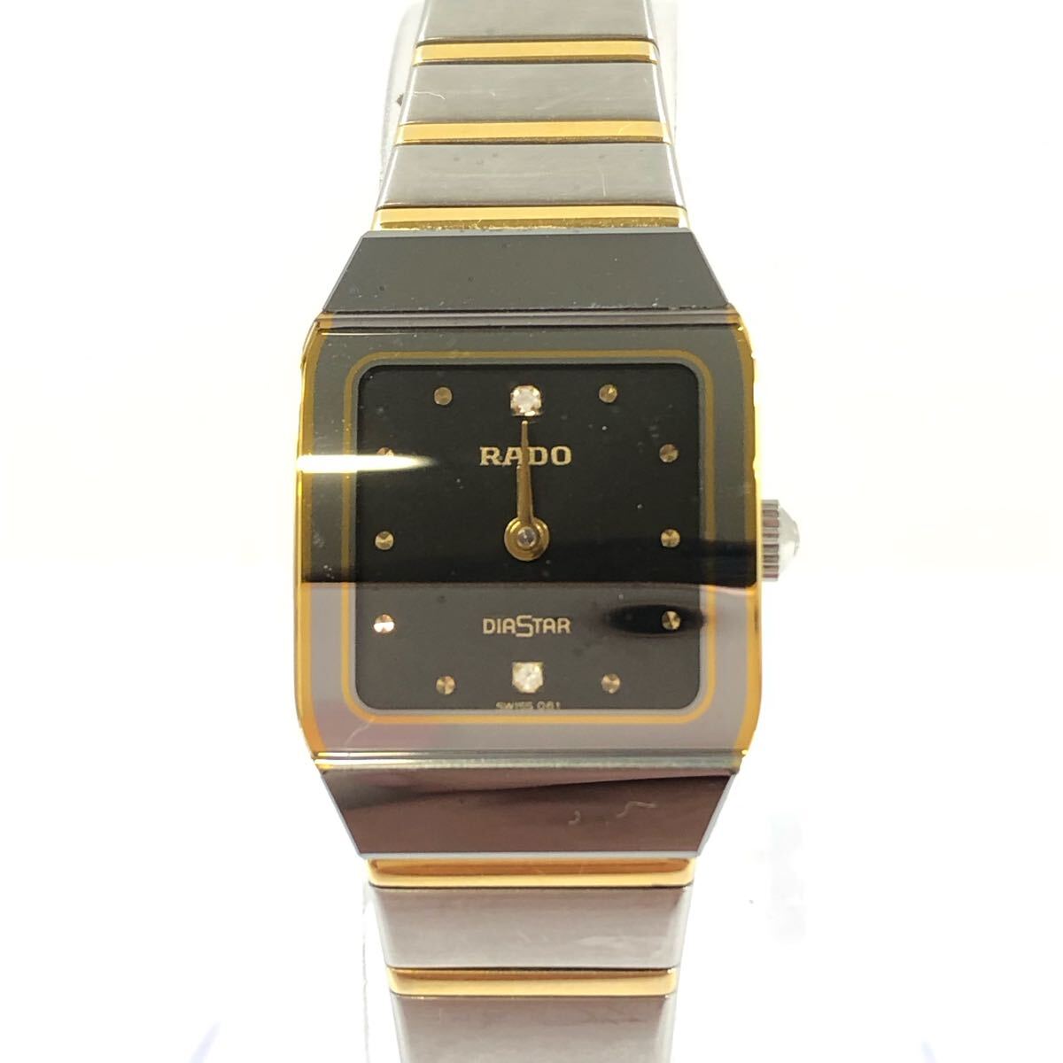 1円スタート!! 良品!! ★ RADO ラドー diastar ダイヤスター 204.0268.3 12Pダイヤ デイト スクエア クォーツ ...