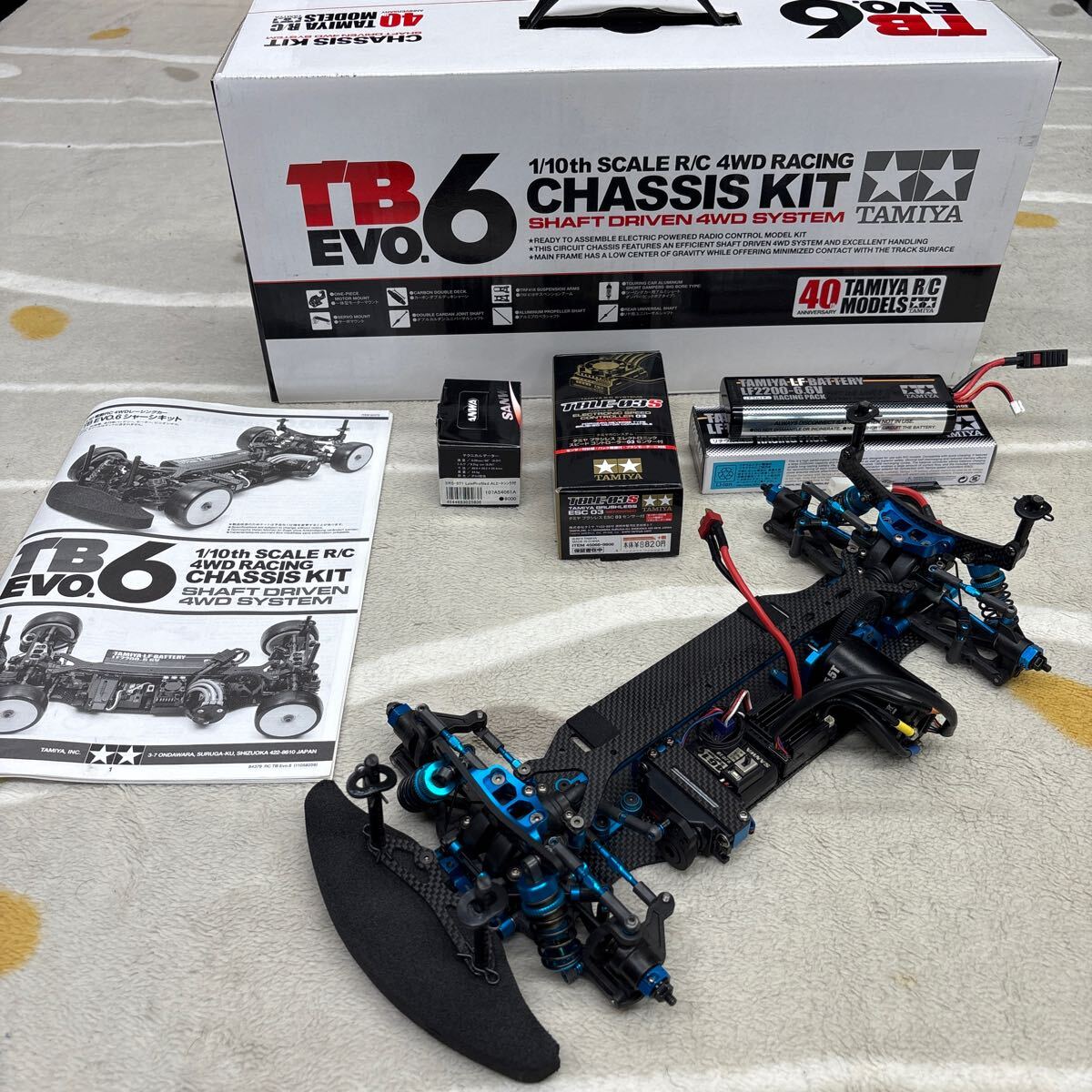 ★タミヤTAMIYA 1/10RC TB EVO.6 シャーシキット 8【SANWA】サーボ・受信機 【TAMIYA】スピコン・モーター ...