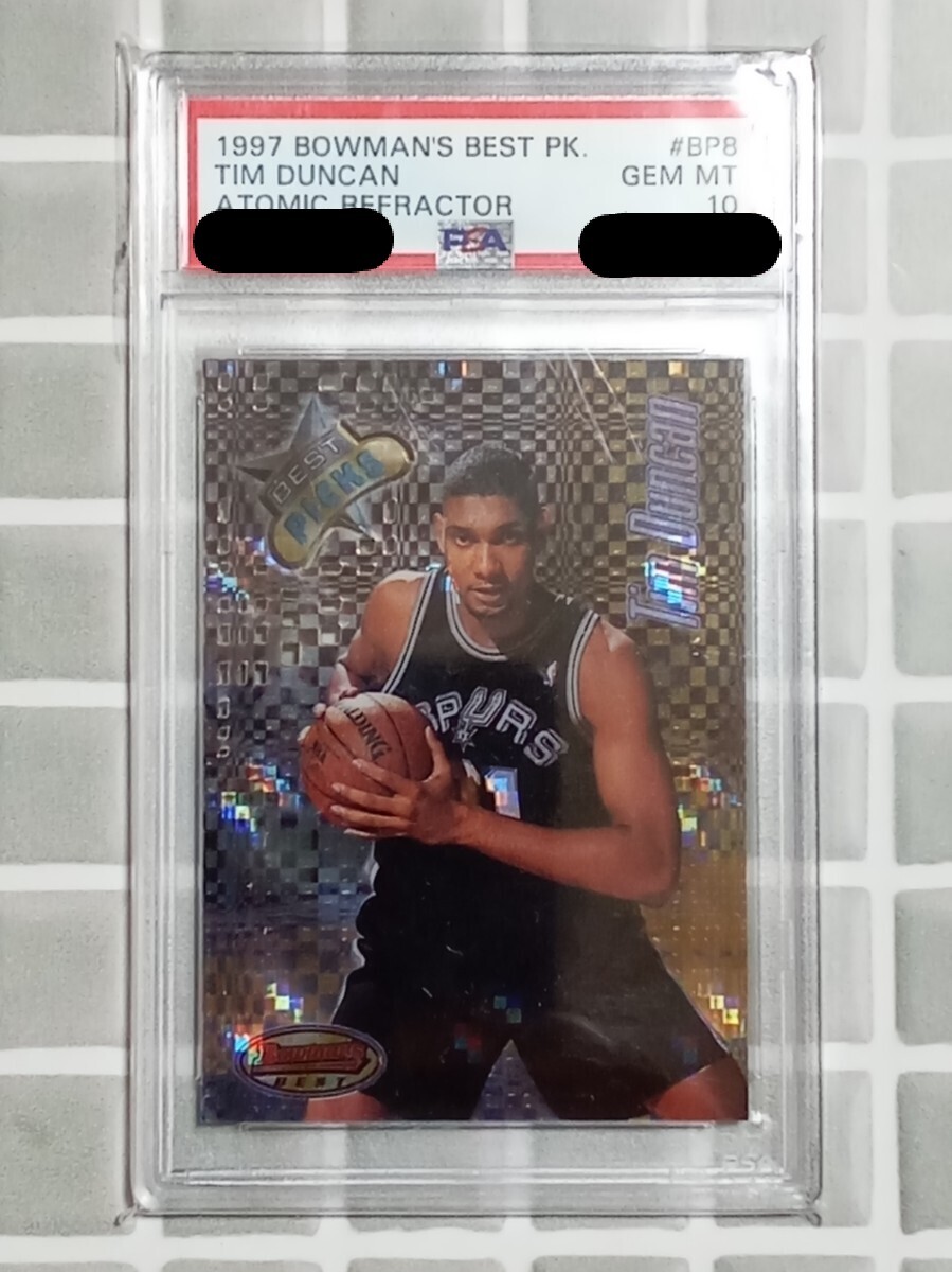 1997 BOWMAN'S BEST PICK TIM DUNCAN ATOMIC REFRACTOR CARD PSA10 gem mint ...
