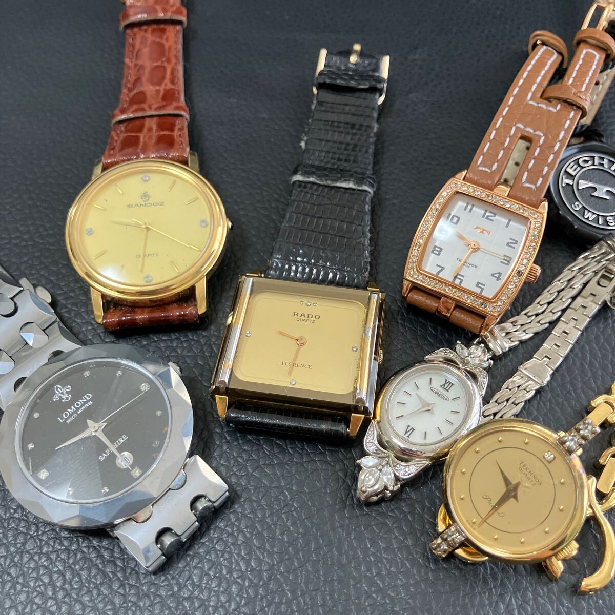 【稼動品】全て石付き RADO/TECHNOS/SANDOZ/AUREOLE/LOMOND スイス腕時計 まとめ売り6点セット クォーツ ...