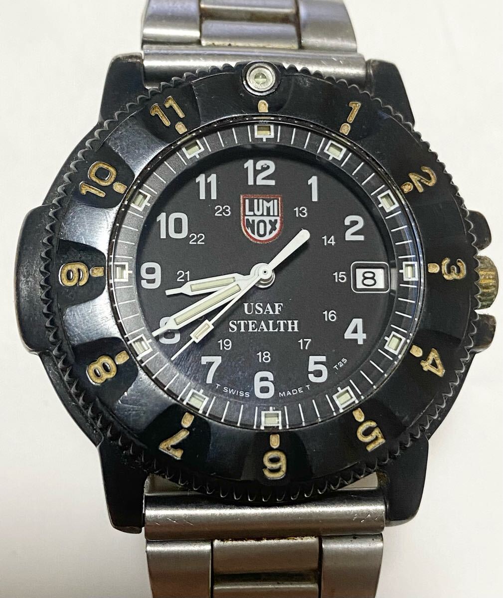 7D194 LUMI NOX ルミノックス Nighthawk ナイトホーク F-117 3400 デイト ブラック メンズ QUARTZ ...
