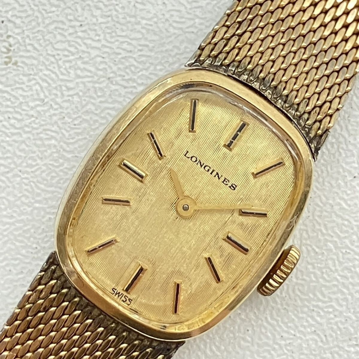 A017-ST10-964 LONGINES ロンジン 手巻き MT ゴールド文字盤 10KGOLDFILLED 2針 レディース腕時計 稼働 ...