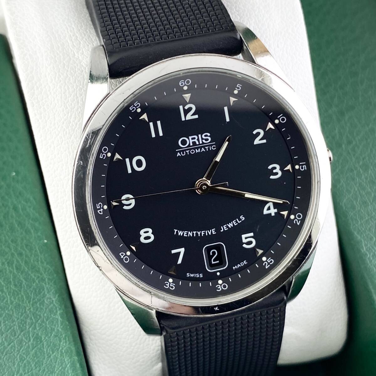 【1円〜】ORIS オリス 腕時計 メンズ AT 自動巻 7505 クラシック ブラック文字盤 ラウンドフェイス デイト 可動品 ...