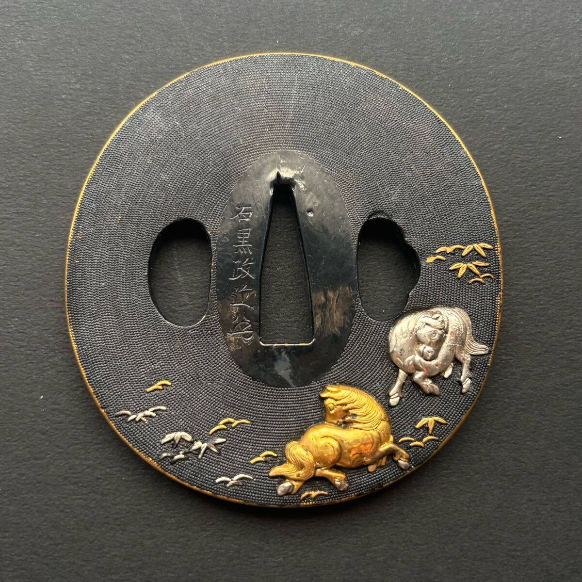 （k5）★コレクター放出品★ 石黒政近 双馬図 鍔 銅製 重さ114.69g 直径7.3×6.8㎝ 刀装具 武具 時代武具 古美術 骨董品 /【Buyee】 Buyee - Japanese ...