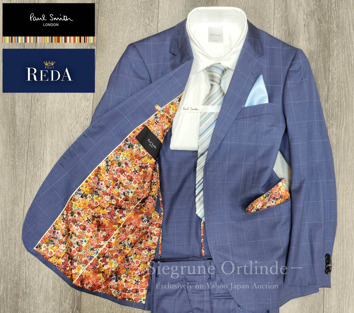【美品】ポールスミス×REDA 花柄裏地 夏物薄手生地 微光沢ライトブルーウィンドペン柄 スーツ 90-78-170 (Mサイズ) Paul Smith /【Buyee】 Buyee ...