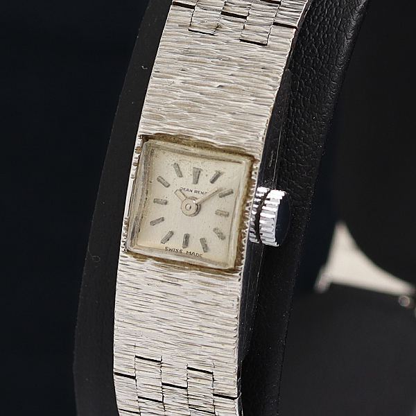 1円 稼働 JEAN RENET 手巻き バックル9K/375 刻印あり 29.3gシルバー文字盤 レディース腕時計 5098500 6BGT ...
