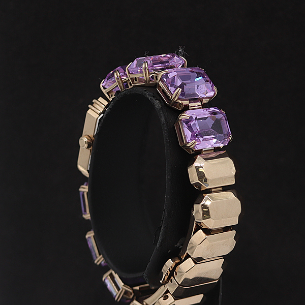 1円 箱付 稼働 良品 スワロフスキー 5722364 QZ パープル文字盤 レディース腕時計 6366000 7NBG1 IGR ...