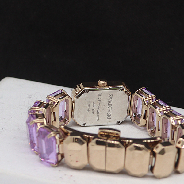 1円 箱付 稼働 良品 スワロフスキー 5722364 QZ パープル文字盤 レディース腕時計 6366000 7NBG1 IGR ...