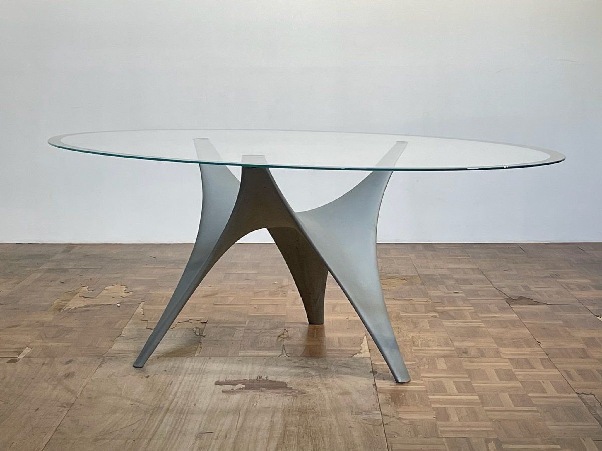 -os4288｜Molteni＆C デザインアワード名作 Norman Foster ARC/アーク セメントベースラウンドガラスダイニングー ...