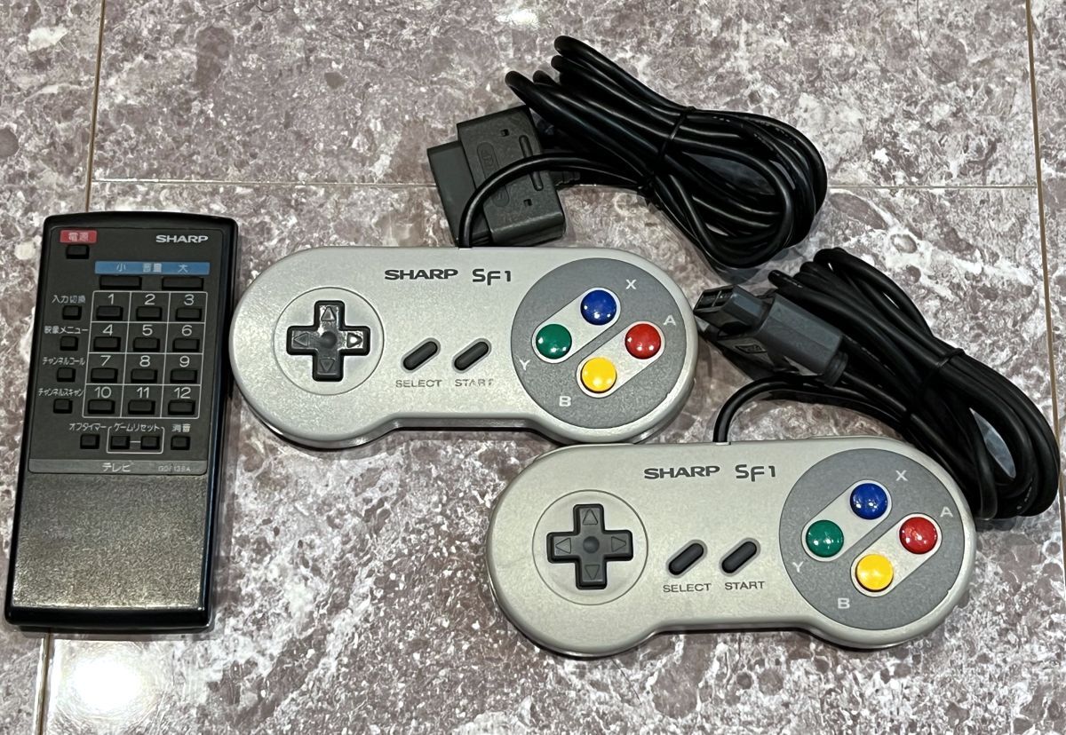 〈動作確認済み〉SFC スーパーファミコン 内蔵 テレビ 14G-SF1 SHARP ブラウン管テレビ＋コントローラー＋リモコン SNES ...