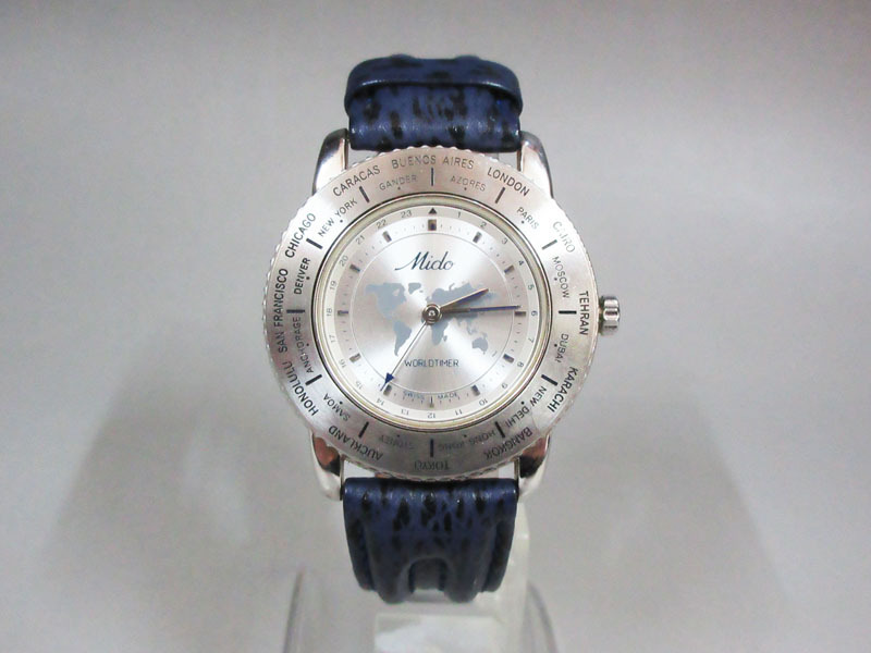 ☆A449 動作未確認 【腕時計】 Mido ミドー WORLD TIMER ワールドタイマー 5200 クオーツ 電池式 スイス製 レザーベルト メンズ ジャンク /【Buyee ...