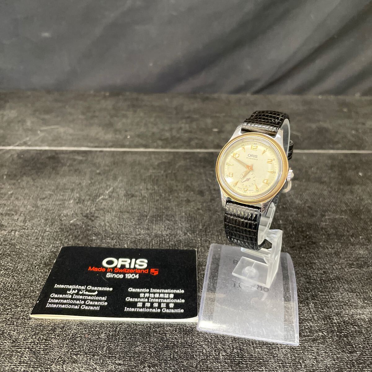 ORIS オリス 7428 腕時計 レザーベルト 手巻き ラウンド 2針 スモセコ 文字盤 ゴールド系 ウォッチ 1 /【Buyee ...