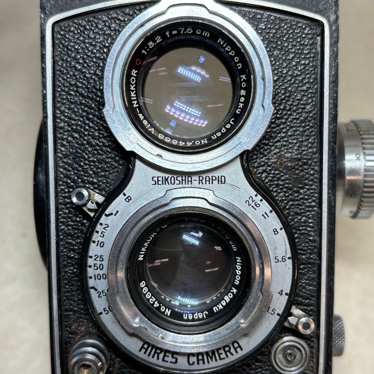 W3 - 25 ）二眼レフカメラ AIRES AUTOMAT View-NIKKOR C 1:3.2 f=7.5cm NIKKOR-Q・C 1 ...