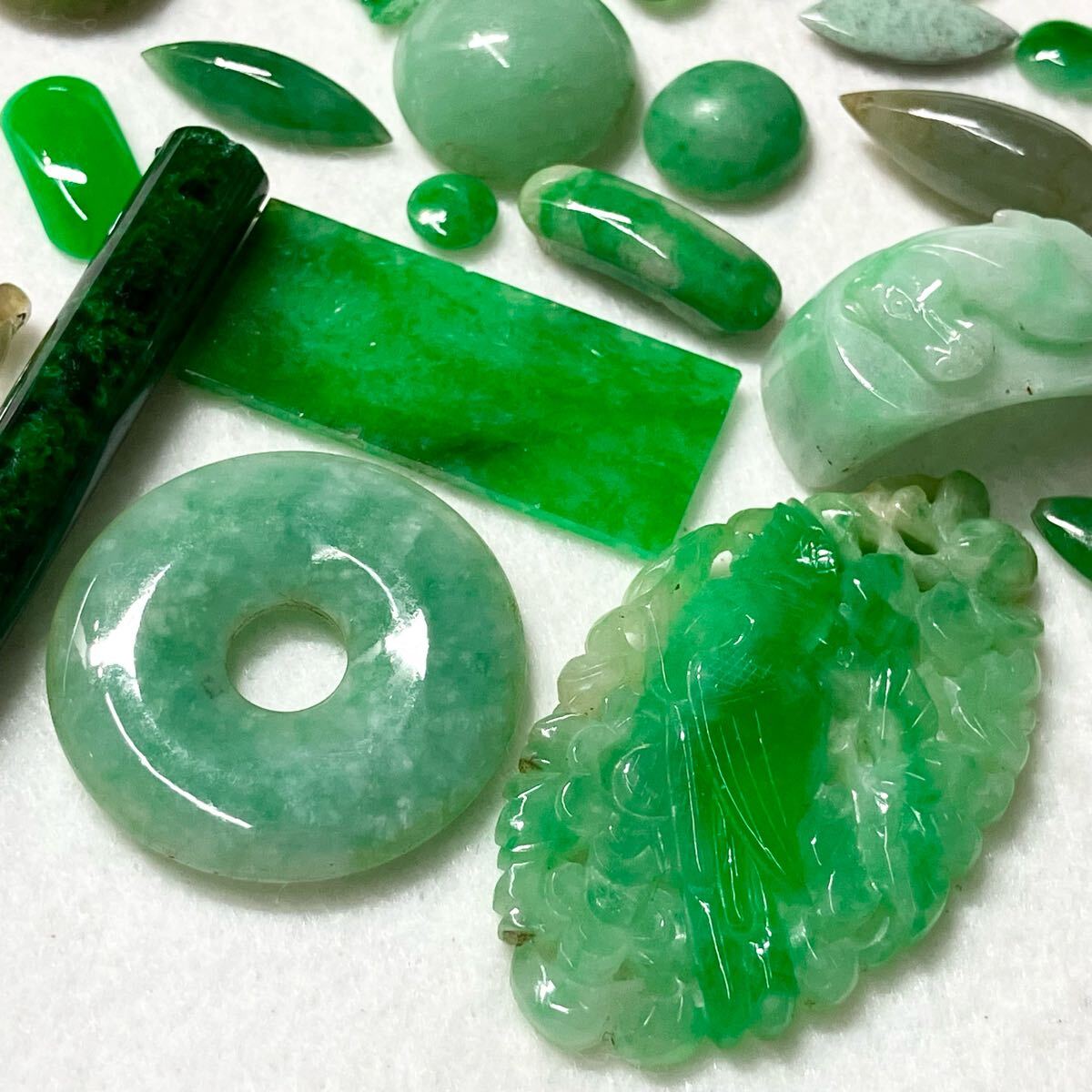 1円〜!!彫刻!!変形!! 天然本翡翠おまとめ171.5ct u 約34.3g ルース 裸石 宝石 jewelry ジェイダイト jadite ヒスイ ひすい w3ま46 /【Buyee ...