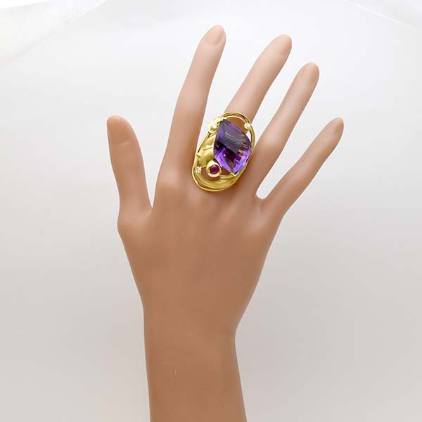 《SALE》アメシスト 32.72ct ルビー 0.38ct ダイヤモンド 0.11ct 18金イエローゴールド K18YG ペンダント リング 15号 /【Buyee】 Buyee ...