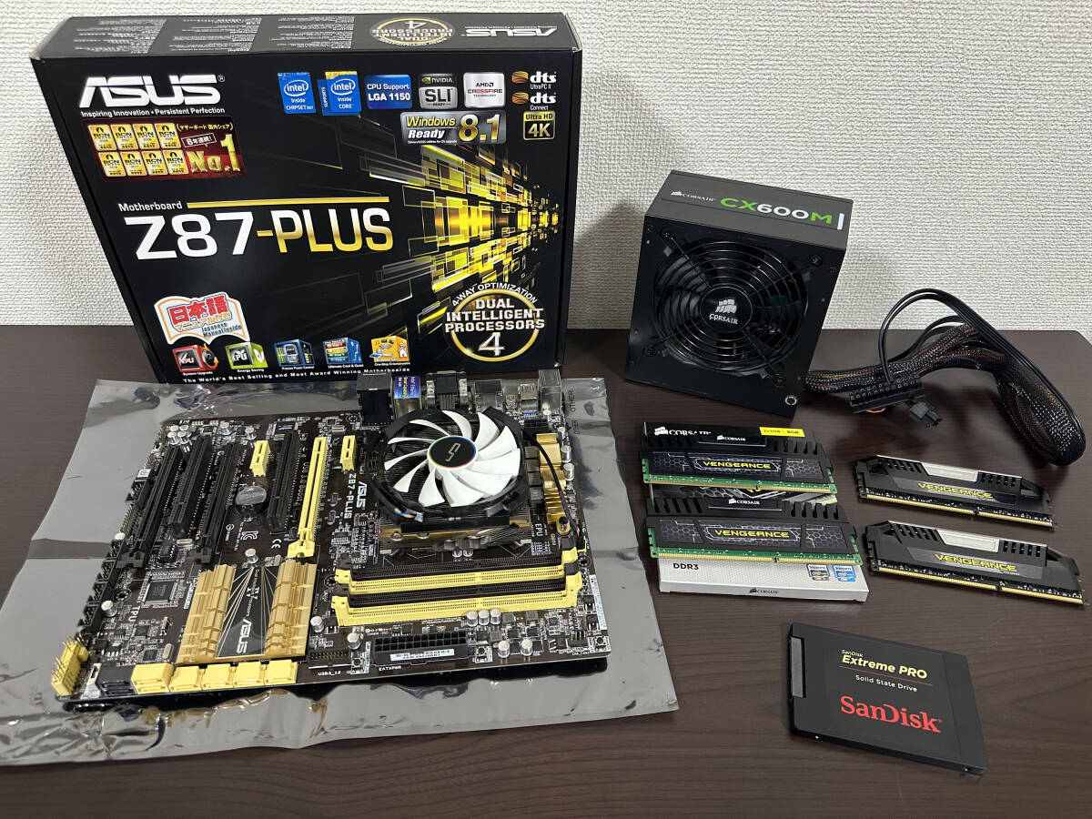 Win11動作品 PCパーツ一式 Z87-PLUS Corei5-4670K DDR3-8GB+16GB SSD480GB 電源600W ...