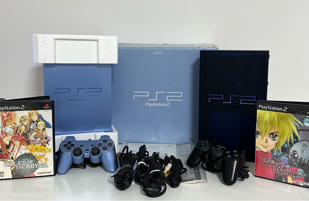(6) ★動作確認済★ PlayStation 2 PS2 本体 SCPH-39000 アクアブルー + SCPH-50000 ミッドナイトブルー PlayStation2 SONY ソニー ...
