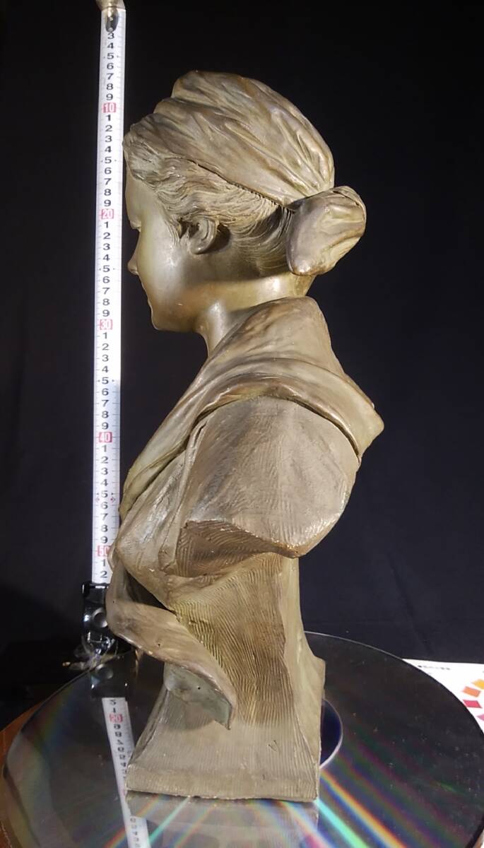 Goldscheider Wien Vienna刻印/ セラミック貴婦人胸像★限定736体／高41cm 重2kg／少女ブロンズ銅像風ヘッド人形 ...