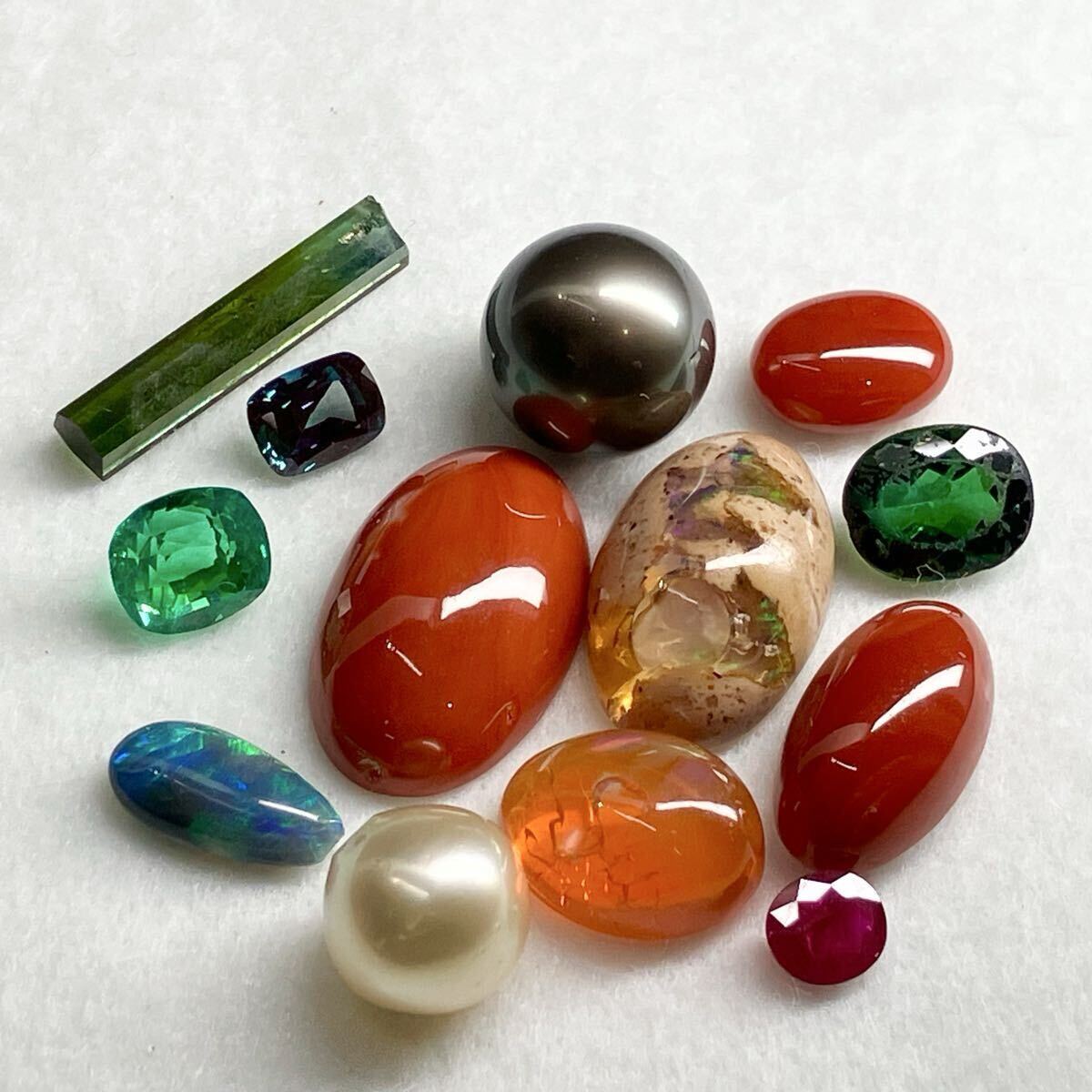 1円〜!!（色石おまとめ96.983ct）a 約19.39g エメラルド ルビー アレキサンドライト オパール 黒蝶 白蝶 真珠 赤 珊瑚 天然 EB3/EE0 w4ま33 /【Buyee ...