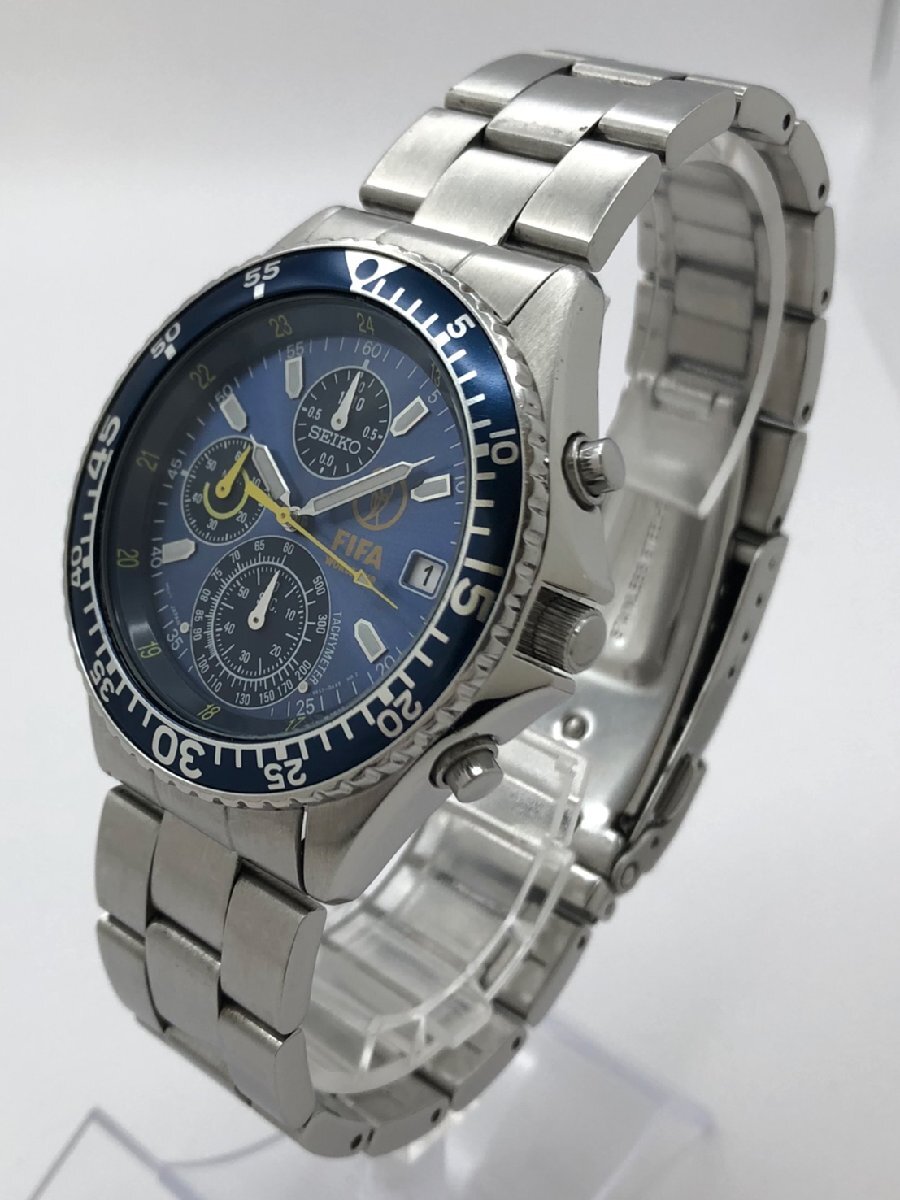 1円～/SEIKO/セイコー/クロノグラフ/FIFA ワールドカップ 2002/V657-0AA0/デイト/青文字盤/クォーツ/メンズ腕時計 ...