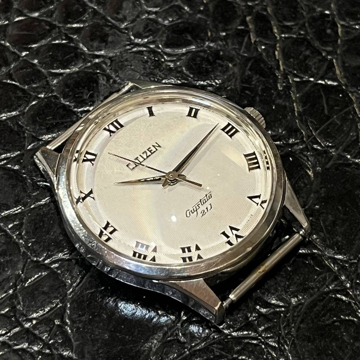 T14 1円スタート CITIZEN シチズン Crystate クリステート 21J H005-2903-K 手巻き 稼働品 シルバー文字盤 ...
