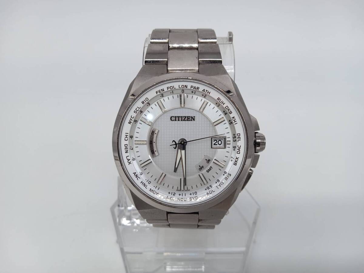 M1041 1円～ CITIZEN シチズン 腕時計 H145-T018548 デイト 電波ソーラー 動作確認済み エコドライブ ...