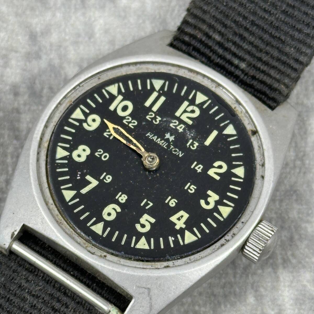 【不動/ジャンク】HAMILTON ハミルトン GG-W-113 WRIST WATCH 米軍時計 1972年 手巻き ミリタリーウォッチ ...
