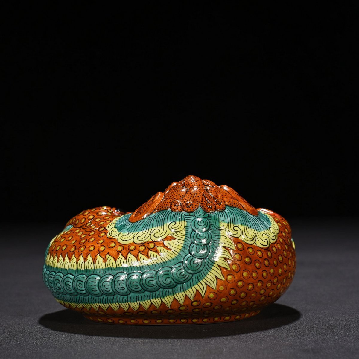 【清】某有名オークション購入 清時代 大清乾隆年製在銘 色絵唐獅子紋筆洗 古置物 古擺件 唐物 中国伝来 古美術 時代コレクション7L6 ...