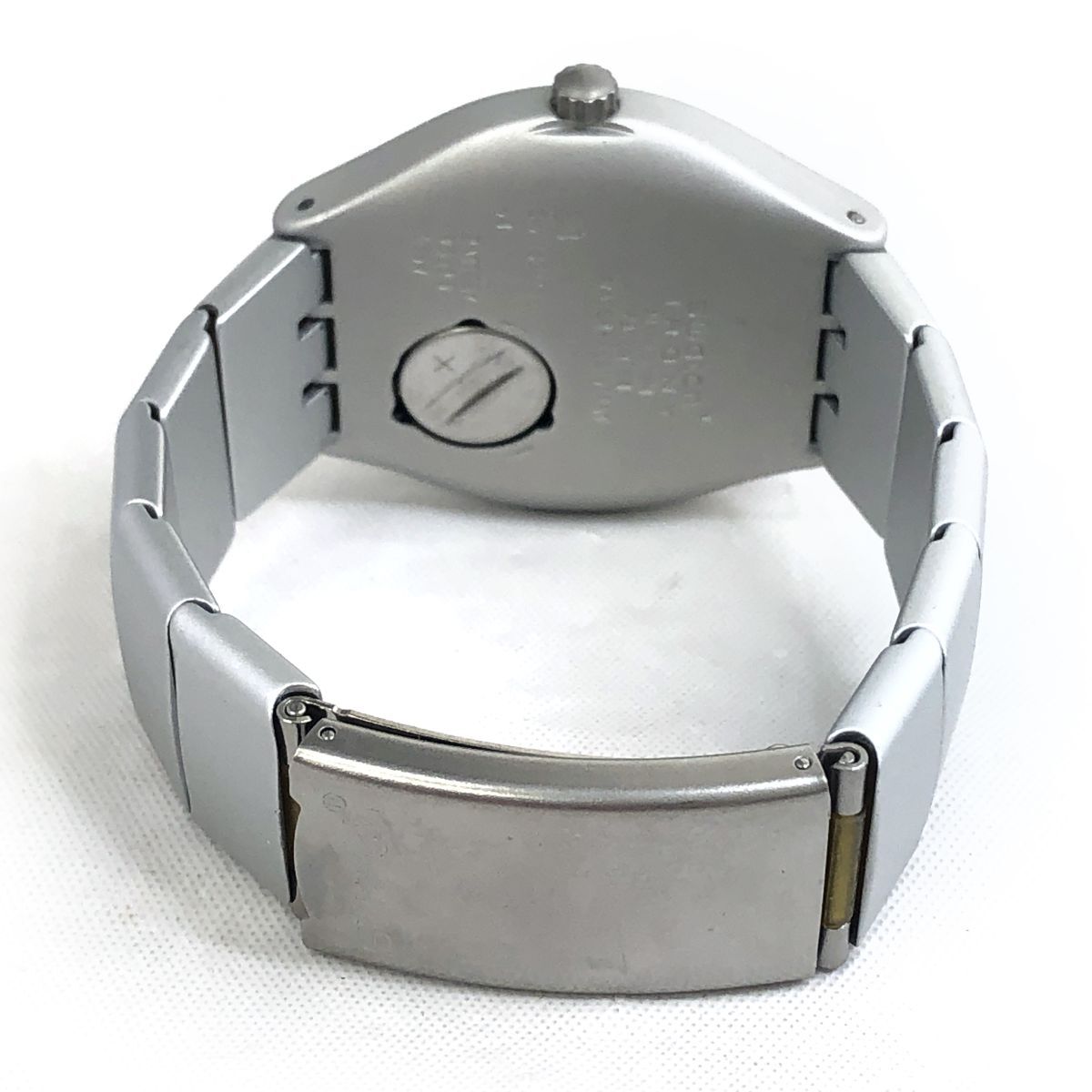 美品 Swatch スウォッチ IRONY アイロニー HIJACKER 腕時計 YGS7003A クオーツ アナログ ラウンド シルバー ...